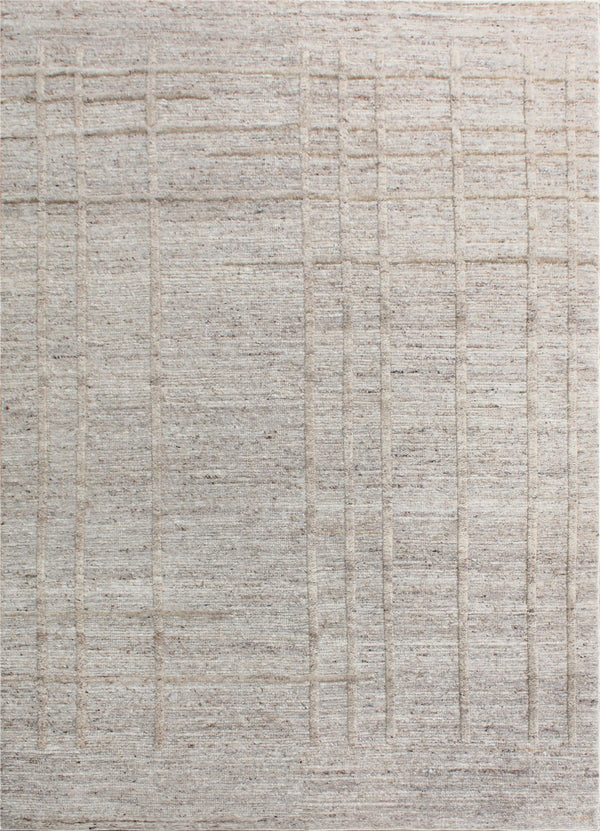 Hand-Knotted Wool Geometric Grid Pattern Rug – Camel Collection Modern ...