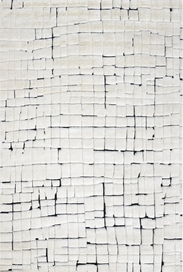 Hand-Knotted Wool Geometric Grid Pattern Rug – Kara Collection Modern ...