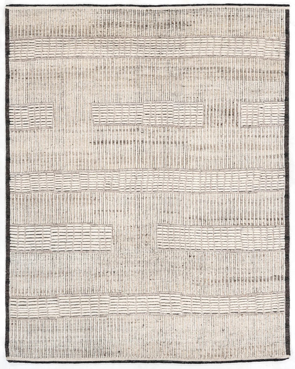 Hand-Knotted Wool Textured Grid Pattern Rug with Varied Weave – Lisa ...