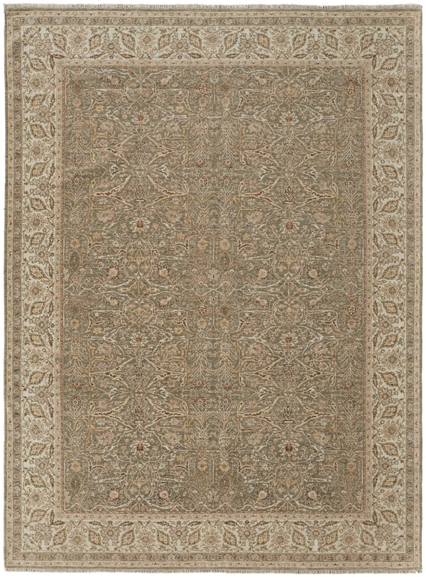 Traditional Sage Green Hand-Knotted Wool Area Rug - Darius Collection ...