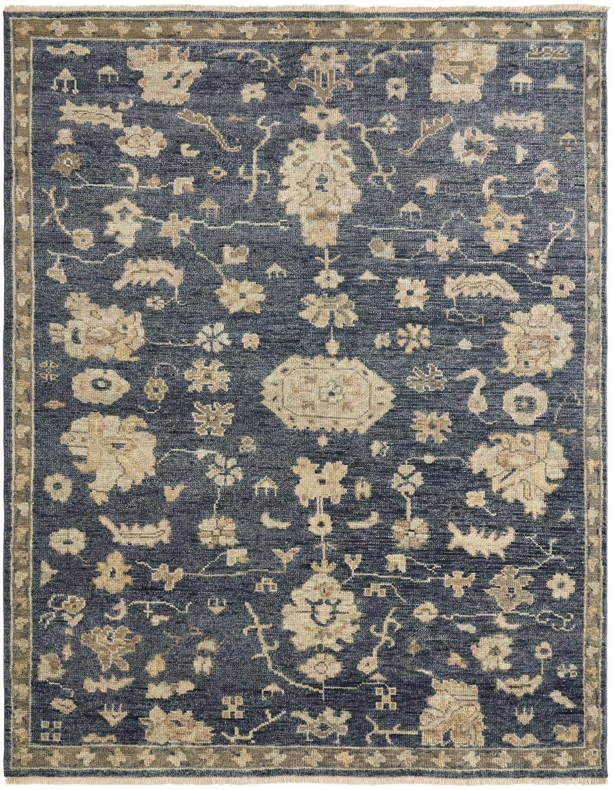 Luxurious Midnight Hand-Knotted Wool Distressed Rug - Harper Collection ...