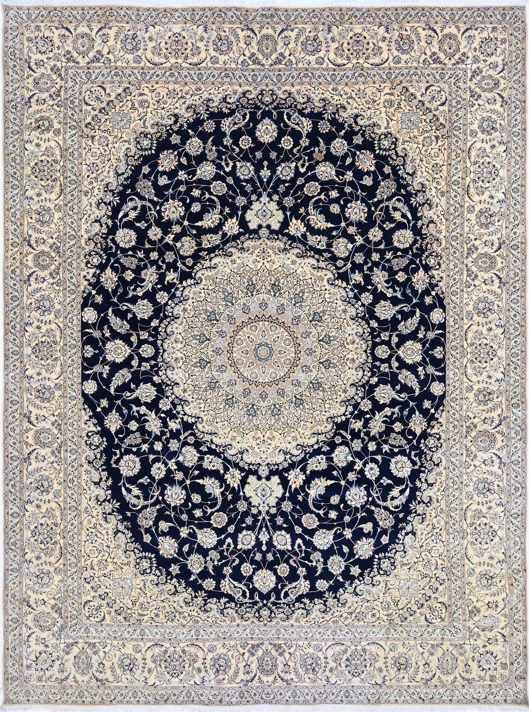 Hand-Knotted Signed Habibian Persian Nain Wool & Silk Rug – Persian ...