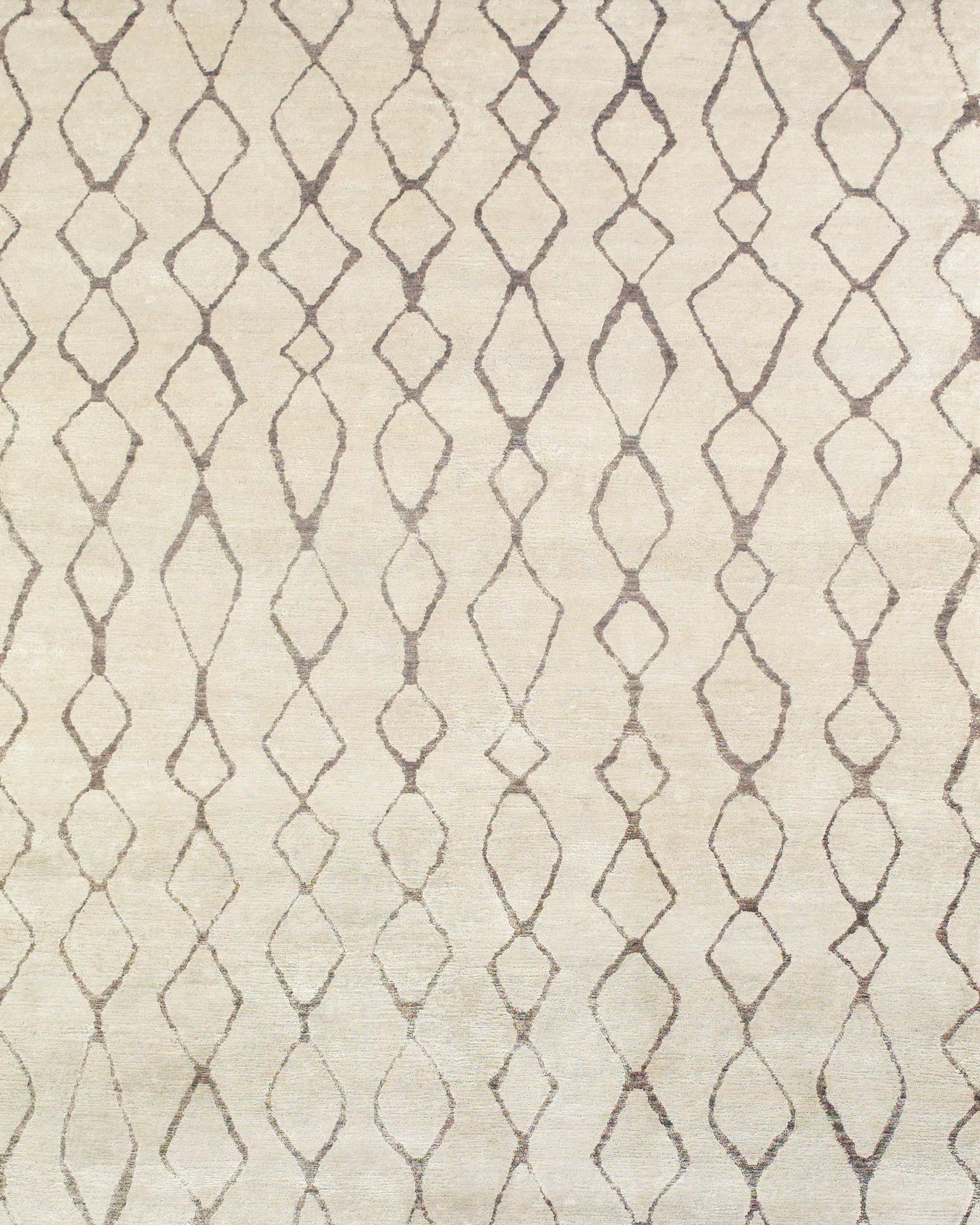 Hand-Knotted Diamond Pattern Wool Rug - Zia Collection Modern Rug Importers