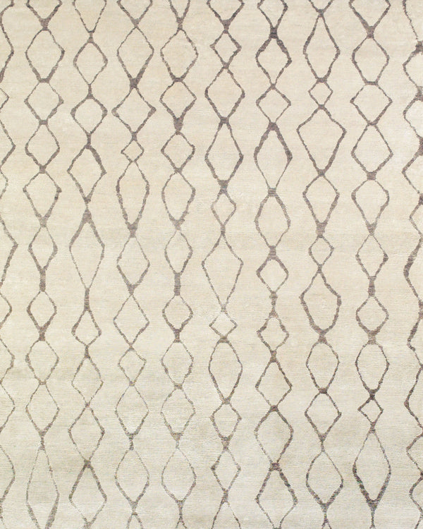 Hand-Knotted Diamond Pattern Wool Rug - Zia Collection Modern Rug Importers